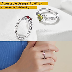 PROSILVER March Birthstone Rings 925 Silver Crystal Jewelry Aquamarine Blue Cubic Zirconia Heart Ring