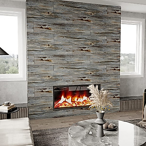 VEELIKE Reclaimed Blue Wood Vinyl Flooring Peel and Stick Floor Tile Wood Look Vinyl Plank Flooring 6''x36'' Floor Peel and Stick Tiles Waterproof Laminate Flooring for Bathroom Kitchen RV 4-Pack