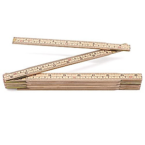 Jeemiter Wood Folding Rule, 6.5FT 2M Foldable Ruler with Inch and Metric Measurements for Carpenters