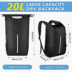 Fitespot Waterproof Dry Bag 20L,Floating Dry Backpack Waterproof Bag for Kayaking, Lightweight Wet Dry Bags Roll Top Closure Marine Dry Sack Bag for Boating,Canoeing,Hiking,Camping, Swimming,Beach