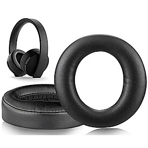 SOULWIT Protein Leather Ear Pads Cushions for Sony New Gold Wireless Playstation PS4 Headset, Replacement Earpads for 2018 Version, Headphone Model CUHYA-0080