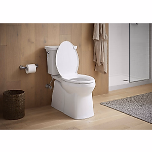 KOHLER 24495-A-0 Border ReadyLatch Elongated Toilet Seat, Quiet-Close Lid and Seat, Grip-Tight Bumpers and Installation Hardware, White