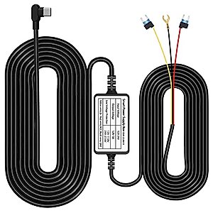 Dash Cam Hardwire Kit, Type C Port Hard Wire Kit for Dash Camera, Converts 12V-24V to 5V/3A Car Dashcam Charger Cable Kit, Low Voltage Protection (11.5ft)