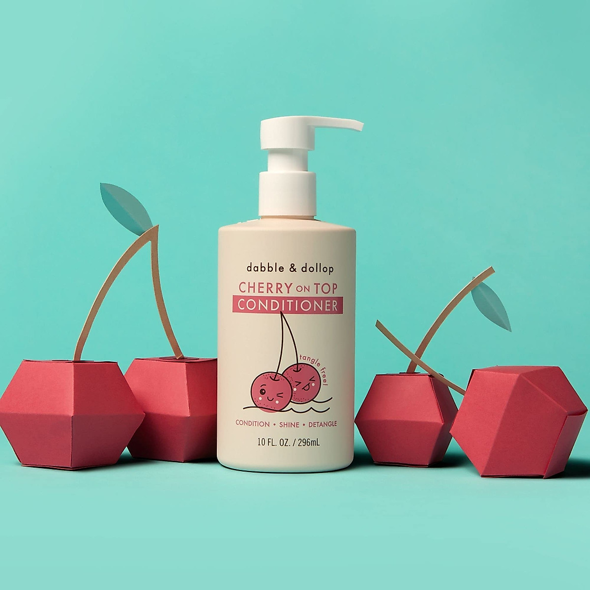 Dabble & Dollop Cherry on Top Conditioner - Natural Shine & Detangler for Kids, 100% USA-made, Paraben & Sulfate Free, Vegan, Gluten-free, Tear-Free (10oz)