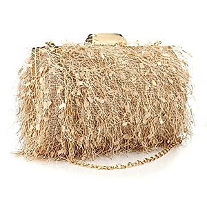 Clutch Purse for Women Cute Handbags Top Handle Evening Bag Crossbody Bag Shoulder Bag for Wedding Party Prom Banquet (Champagne)