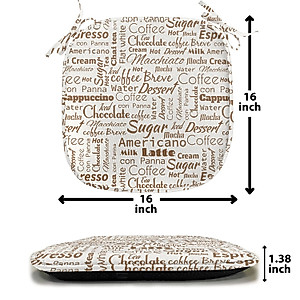 Ambesonne Modern Chair Seating Cushion Set of 4, Coffee Themed Words Macchiato Mocha Americano Breve Dessert Graphic, Anti-Slip Seat Padding for Kitchen & Patio, 16"x16", Umber and Cream