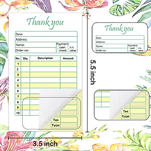 Thank You Receipt Book for Small Business 3.5x5.5 inch Receipt Book Order Forms Pad 2 Part Carbonless 50 Sets Sales Receipt Form, Order Invoice Book Invoice for Office Business Supplies