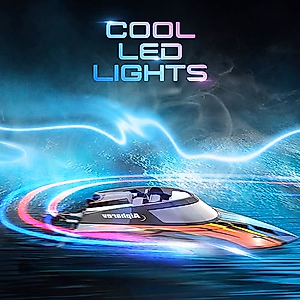 ALPHAREV RC Boat with Case R308 20+ MPH Fast Remote Control Boat for Pools and Lakes, 2.4 GHZ RC Boats for Adults and Kids with Rechargeable Battery