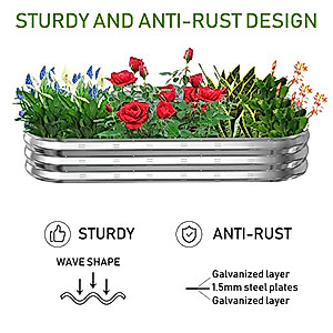 Aolamegs Galvanized Raised Garden Bed - 1 Pack 68 x 36 inch Vented Raised Garden Boxes Kit for Vegetables Flower Strawberry Garden Planter Metal Raised Garden Boxes Outdoor with Glolves No Need Tools
