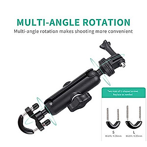 RUIGPRO 360°Motorcycle Bike Camera Holder Handlebar Mount Bracket 1/4 Metal Stand for GoPro Hero10/9/8/7/6/5/4 Action Cameras Accessory(Cool Ballhead Arm Super Clamp Mount Multi)