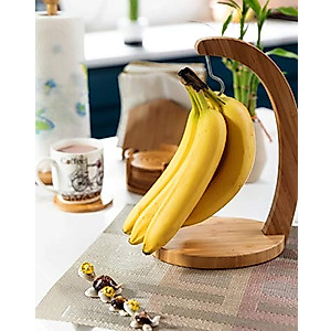Bamboo Land- Bamboo Banana Holder Stand and Bamboo Paper Towel Holder Stand, Banana Hanger, Countertop Paper Towel Holder for Bathroom, Banana Tree, Banana Hook Stand, Paper Towel Stand, Banana Stand