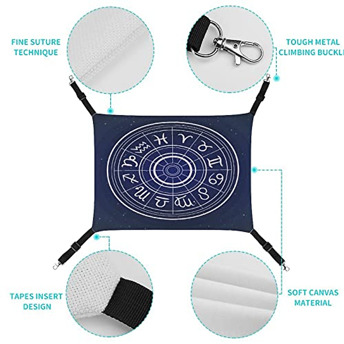 Black Star Constellation Disk Pet Hammock Bed Guinea Pig Cage Hammock Small Animal Hanging Bed for Ferret, Chinchilla, Puppy and Other Small Animals