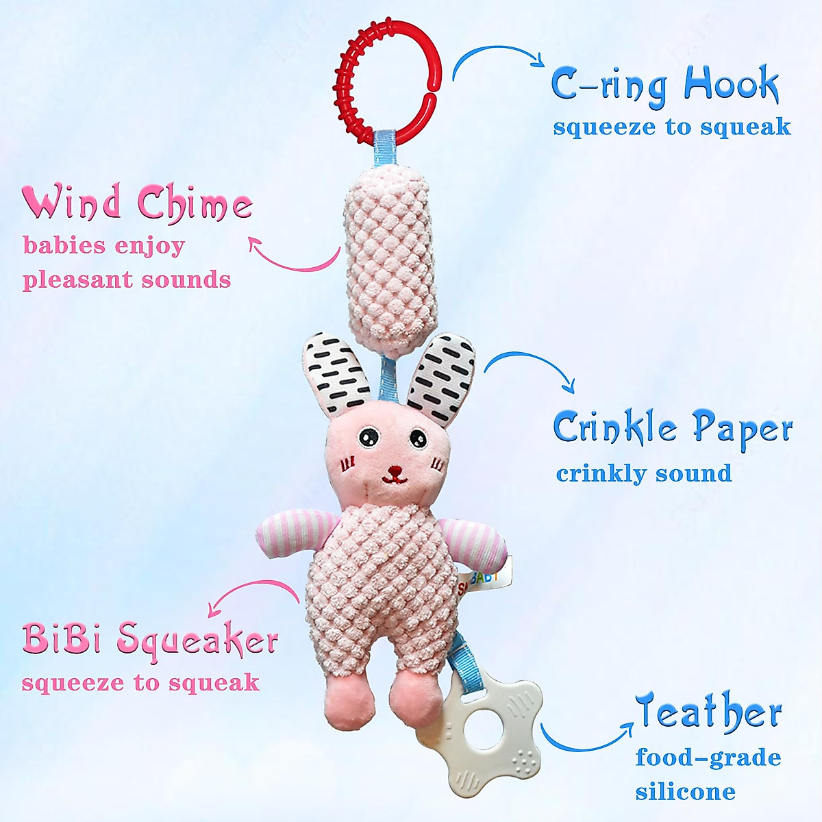 Blppldyci Hanging Toys Infant Sensory Games Car Seats Stroller Crib Activities Montessori Learning Education Travel Essential Birthday Gifts for Newborns Toddlers Boys Girls Ages 3+ Months, Pack of 4