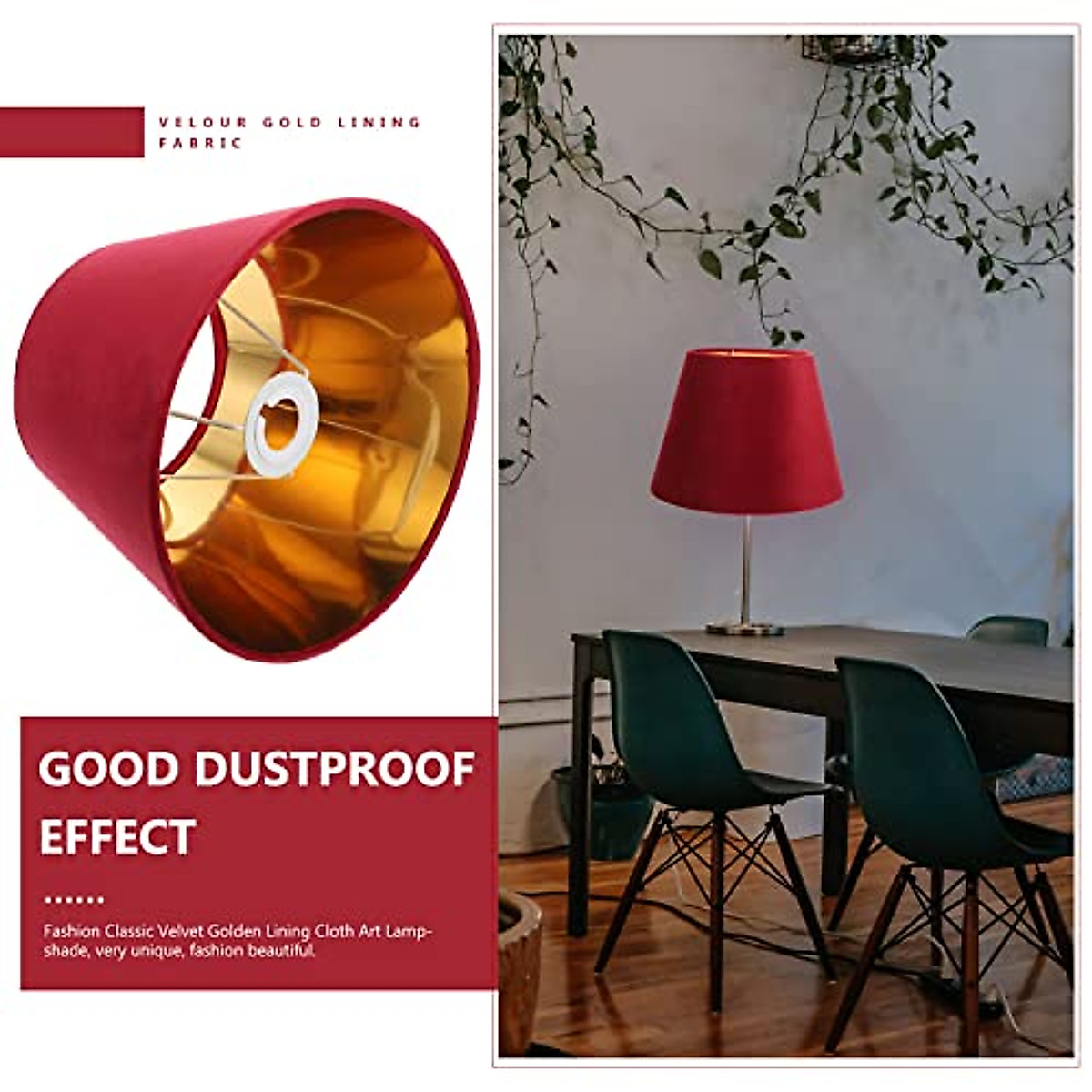 Uonlytech Chandelier Lamp Shades Fabric Barrel Lampshade Lamp Cover Small Clip On Lamp Shade for Table Wall Floor Lamp E27 Red