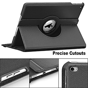 Case for Case Fit 9.7 2018 2017 / Air 2 / Air - 360 Degree Rotating Case Cover for 9.7'' (5th Generation, 6th Gen) / Air 2 / Air with Auto Sleep Wake (Black)