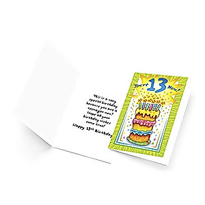 Happy 13th Birthday Card | Made in America | Eco-Friendly | Thick Card Stock with Premium Envelope 5in x 7.75in | Packaged in Protective Mailer | Prime Greetings