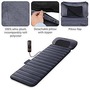 COMFIER Full Body Massage Mat with Movable Neck Pillow, 10 Vibrating Motors & 4 Heating Pads, Back Massager, Father's Day Gifts for Dad Men