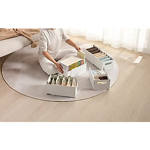 WELLHONG Long 19.69 inch Kitchen Adjustable Organizer and Storage bins, Front Dip Opening Organization with Handle for Cabinet, Shelf, Closet, Cupboard - 1Pack - Pure White