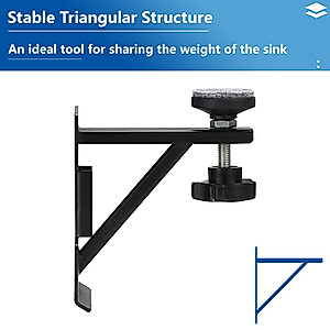 A-KARCK Undermount Sink Brackets for Narrow Cabinet, Sink Repair Kit with Black Coating Prevent Rust, 13 GA Steel Effectively Share Sink Weight(2 PCS)
