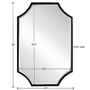 Kelly Miller 20"x28" Scalloped Black Bathroom Mirror for Wall Mount, Home Mirror