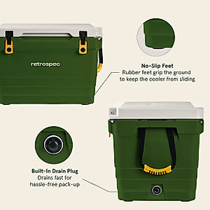 Retrospec Palisade Rotomolded 45 Qt Cooler - Fully Insulated Portable Ice Chest with Built in Bottle Opener, Tie-Down Slots & Dry Goods Basket - Large Beach, Camping & Travel Coolers - Coastal Blue