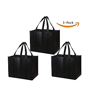 ADEV General purpose tote bags Reusable groceries bags (3bags) | heavy duty foldable tote |grocery shopping | bulk bags with large handles | tote bag for travel, parties