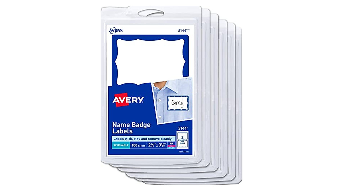 Avery Removable Name Tags - 600 Printable Badges, Blue Border