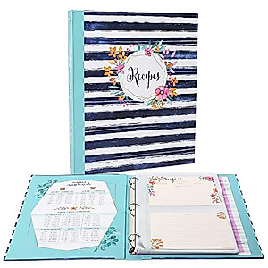 LotFancy Recipe Binder, 8.5” x 10”, with 60 Blank Recipe Cards 4x6, 30 Plastic Page Protectors, 3 Tabbed Dividers, 24 Labels - Kitchen Recipe Card Cookbook Binder Organizer Kit