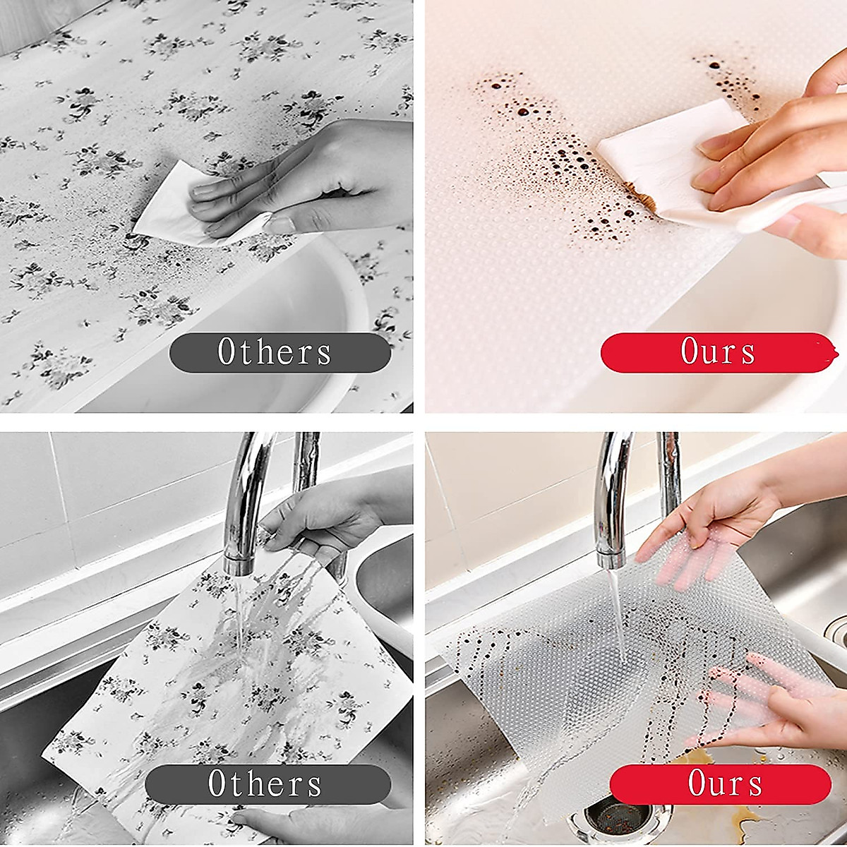 Wibiutry Shelf Liner Kitchen Drawer Mats, Non Adhesive EVA Material Refrigerator Liners with Waterproof Durable Strong Grip Fridge Mats for Cupboard, Cabinet, Drawer Liner,13.7X59 Inches