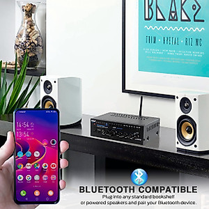 Pyle WiFi Stereo Amplifier Receiver Home Theater Audio System Wireless Bluetooth AUX MP3 Music Streaming 1/4'' Input & Microphone Paging/Mixing Control 240 Watt (PTAUWIFI46) Black