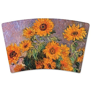 Mugzie "Monet: Sunflowers" Stainless Steel Travel Mug with Insulated Wetsuit Cover, 20 oz, Black