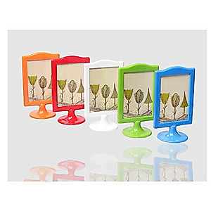 4 Pack Self Standing Red Photo Frame,Each Frame Holds 2 Pictures,Sign Holder 4x6"Pedestal Photo Frame with Inserts & Base,2 Sided Frame for Vertical Display Postcards,Tickets,Family Photo Frame
