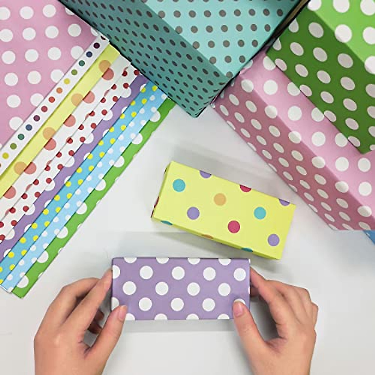 10 Sheets XL Polka Dot Gift Recyclable Wrapping Paper Sheets for Kids, Baby, Female, Male on Birthday, Christmas