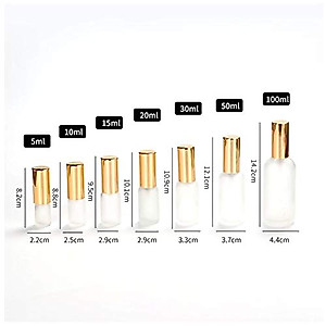 12 Pack 1.7 Oz Frosted Glass Spray Bottles with Fine Mist Atomizer &Golden Pump Cap,Empty Travel Size Perfume Liquid Containers for Essential Oils-Stickers,Pipette&Funnel included (Pack of 12)