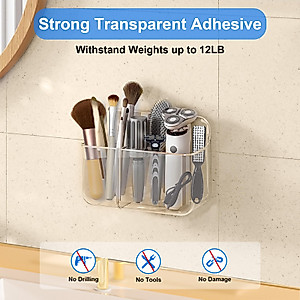 Diesisa 2pc Acrylic Wall Mount Organizer, Adhesive Clear Cabinet Door Organizer,Bathroom Shelves for Wall,No Drilling Hang Walls,with 2 Compartments, for Bathroom, Kitchen, Living Room