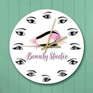 Geek Alerts Mute Quartz Printed Acrylic Wall Hanging Clock Eyelashes Beauty Studio Decor Art Wall Non Ticking Watch Beauty Salon Lash and Brow Groomer Gift (15inch)