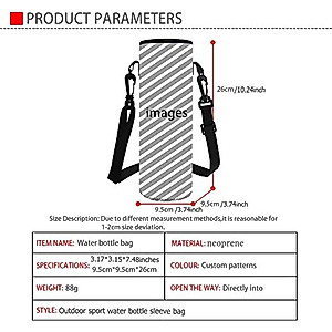 Boatee Cute Corgi Water Bottle Sling Bag Carrier Holder Neoprene Water Bottle Carrier 750ML 1000ML Great for Thermos Cup/Glass/Plastic Bottles