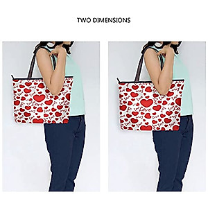 JSTEL Valentines Day Tote Bag for Women with Zipper,Heart Tote Bag Heart Purses and Handbags