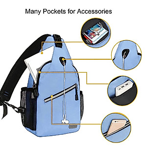 MOSISO Mini Sling Backpack,Small Hiking Daypack Travel Outdoor Casual Sports Bag, Air Blue