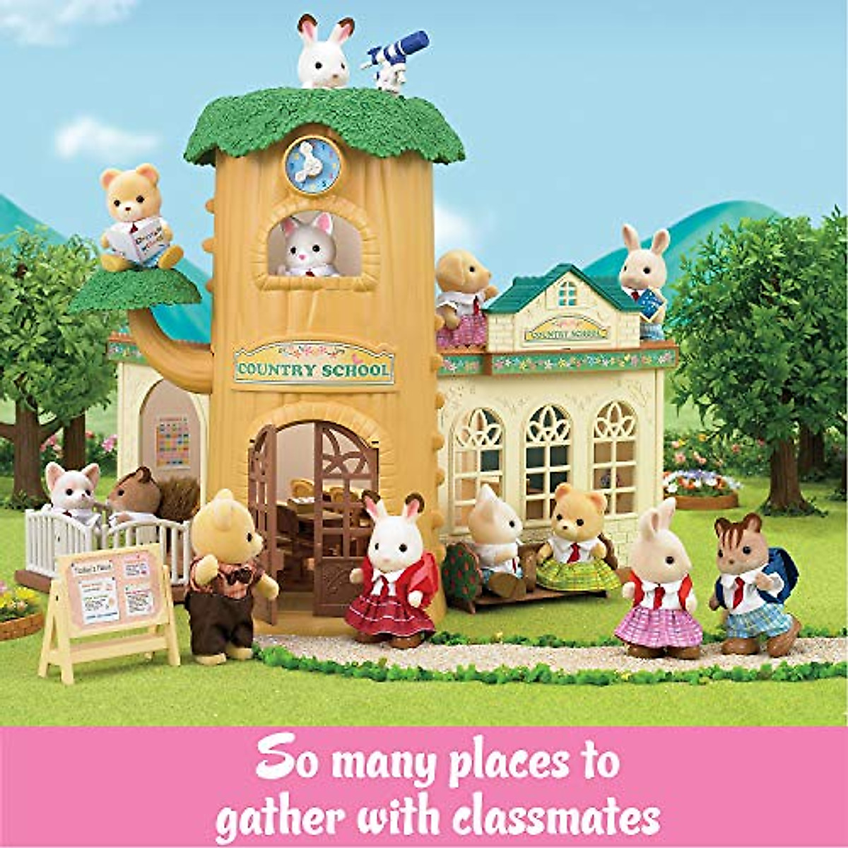 Calico Critters Country Tree School Playset - Collectible Dollhouse Toy - Cultivate Curiosity & Playful Learning, Multi