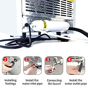 CMICE Commercial Ice Maker Machine,100lbs/24H Stainless Steel Under Counter ice Machine, Full Heavy Duty Stainless Steel Construction, Include Water Filter, Scoop, Connection Hose…
