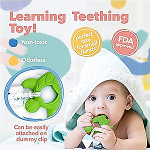 Liname 2 Pack Teething Mitten with Soothing Toy - Baby Chew Toy and Teething Glove- Infant Teething Mitten Crinkle Sound and Textured Silicone to Soothe Sore and Swollen Gums