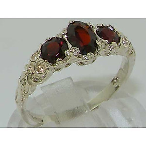 LetsBuyGold 925 Sterling Silver Natural Garnet Womens Promise Ring - Size 7.5