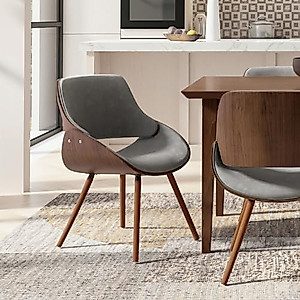 SIMPLIHOME Malden Dining Chair in Distressed Grey Vegan Faux Leather, 22.8"W x 20.9"D x 30.9"H, Mid-Century Modern Wood Back Chair for Dining Room
