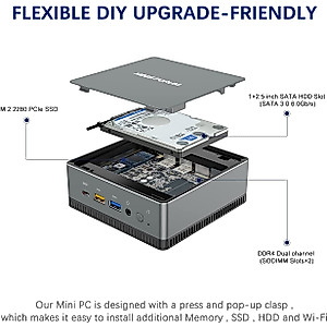 MINISFORUM Mini PC AMD Ryzen 7 3750H UM700|16 GB RAM 256GB PCIe SSD Mini Desktop Computer with Radeon RX Vega 10 Graphics | Dual WiFi BT 5.1 | HDMI/Display/USB-C | 1 X RJ45 | 5X USB Port
