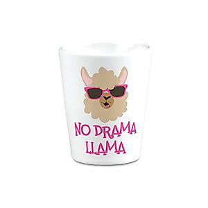 Style In Print Ceramic Shot Glasses No Drama Llama Funny Animals Bar Supplies Accessories 2 Oz