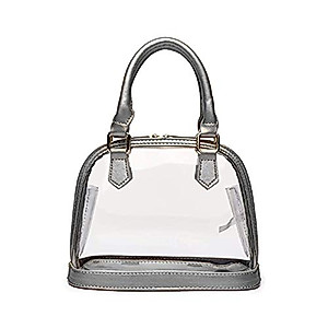 Rullar Women Clear Jelly Top Handle Shoulder Crossbody Bag PVC Handbag Purse Totes Satchel Sliver