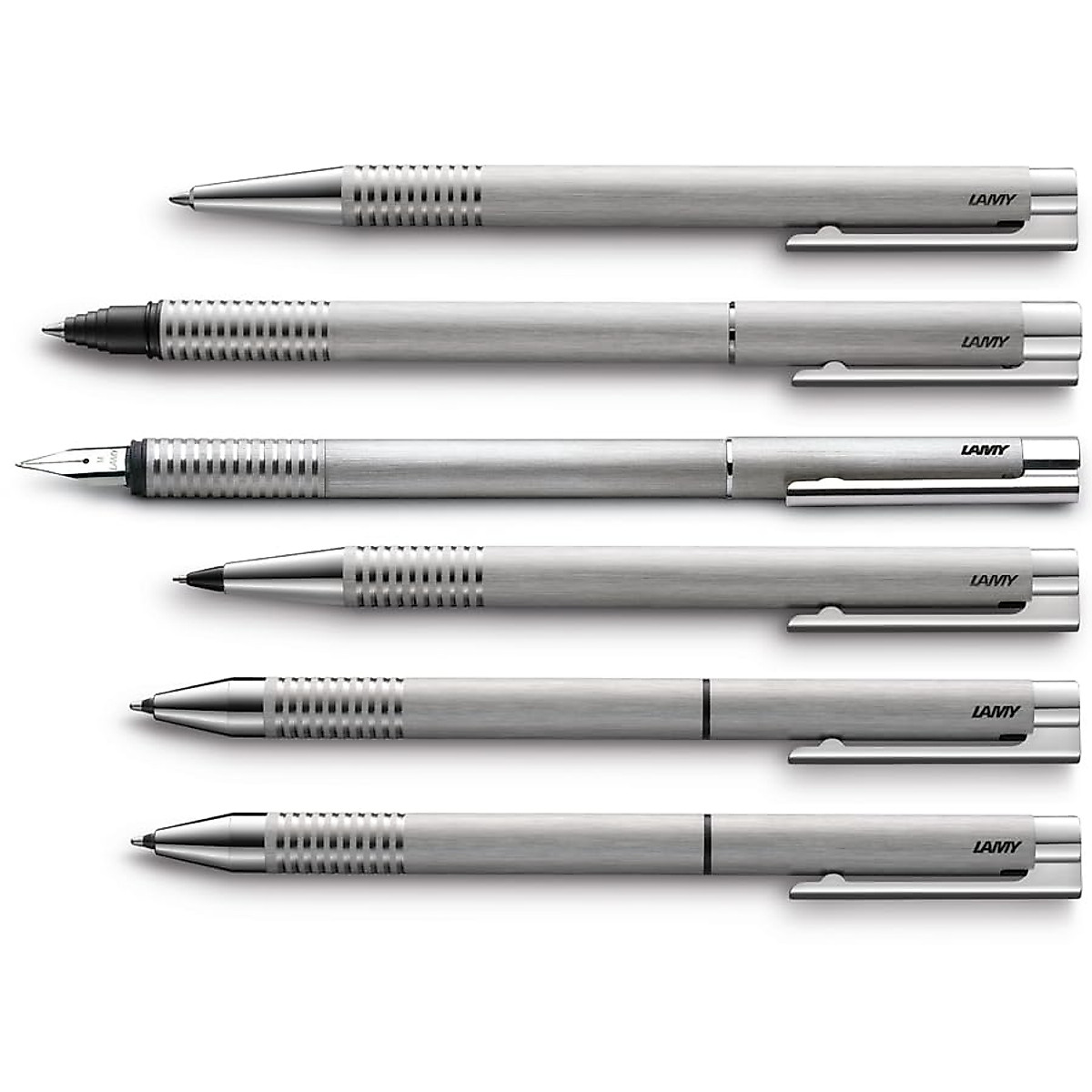 Lamy logo brushed - Ballpoint Pen in an elegant & robust stainless steel case - line width M - including large capacity refill M 16 in black
