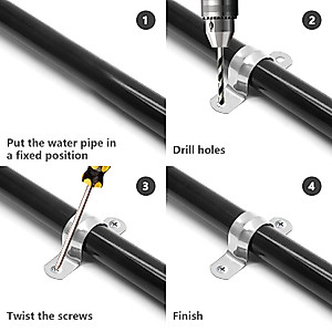 Jersvimc 16Pcs 1 1/4 Inch Stainless Steel Conduit Clamps, Two Hole Strap U Bracket Rigid Pipe Strap Metal U Clamp Conduit Strap Tension Clips U-tube Clamp Heavy Duty