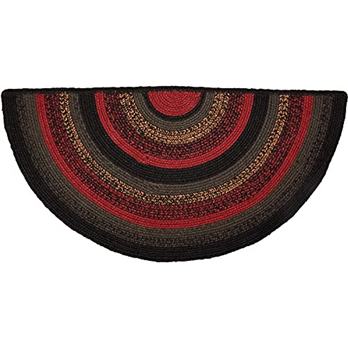 VHC Brands Cumberland Rustic Jute Rug Natural Fibers Dyed Jute Area-Rug for Entryway Kitchen Dining Living Room Floor Cover Non Slip Floor Mat, Half Circle with Pad 16.5x33